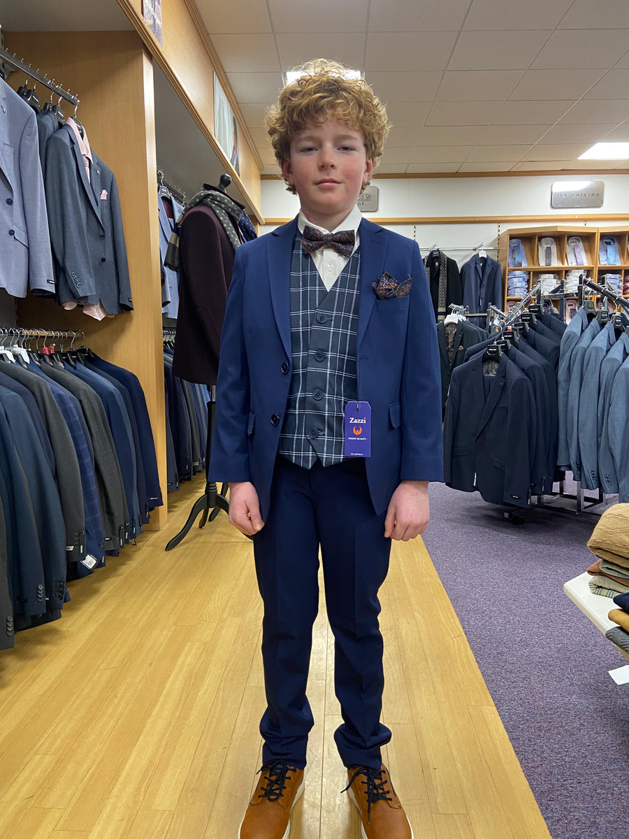 Zazzi Boys 3 Piece Suit Navy with reversible Waistcoat – Phillips Menswear
